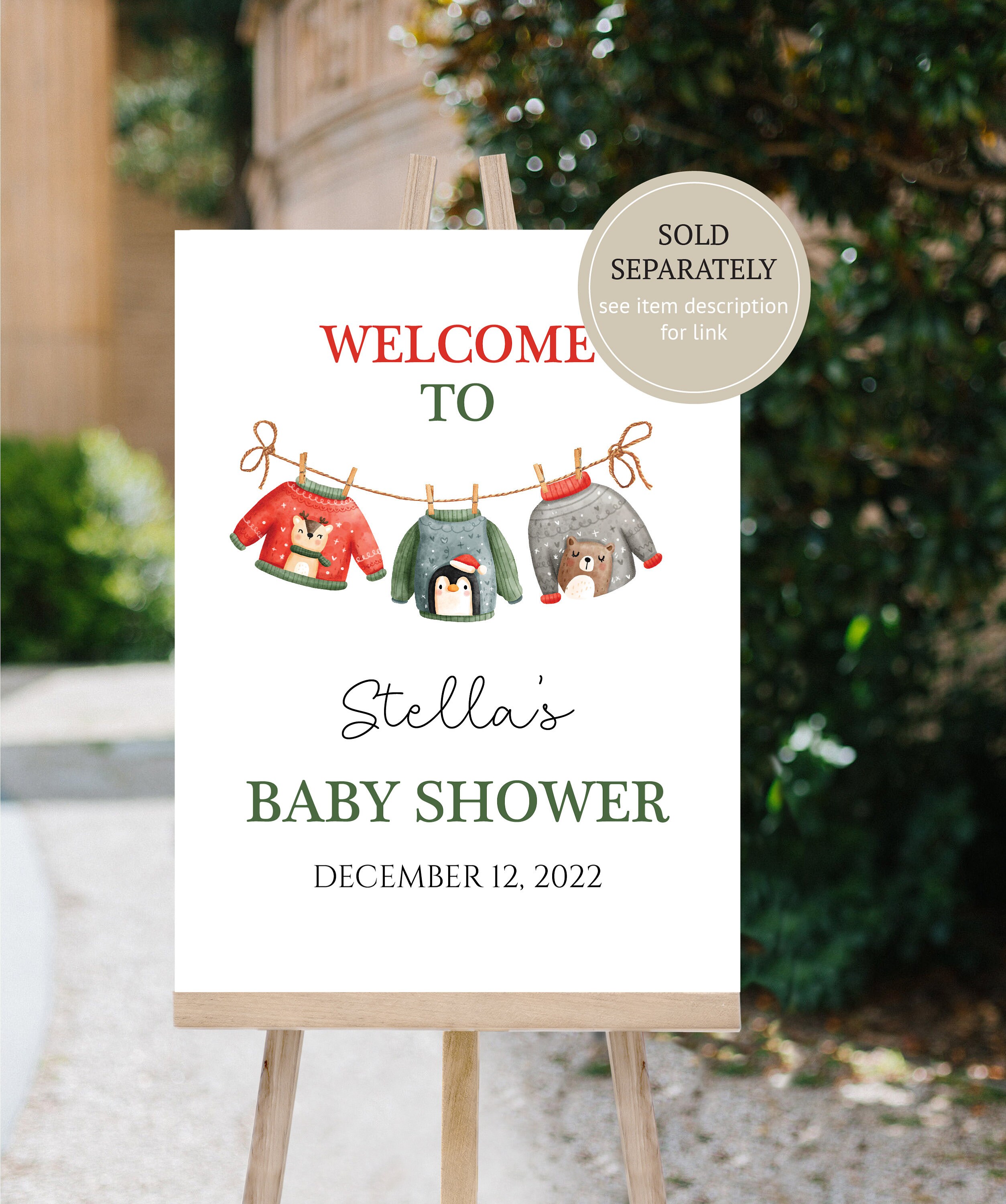 Ugly Sweater Baby Shower Invitation Bundle, Holiday Baby Shower ...
