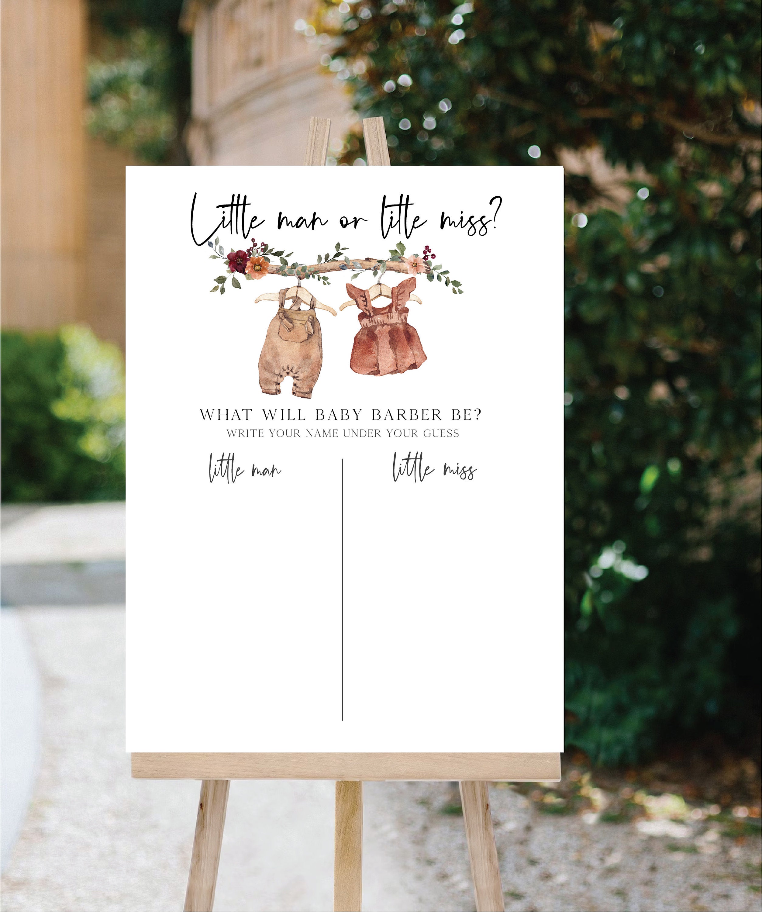 Boho Gender Reveal Guessing Game Sign, He or She Gender Reveal Sign ...