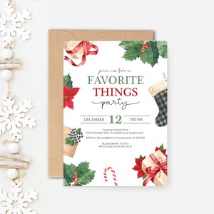 Favorite Things Party Invitation, Holiday Gift Exchange Invite ...