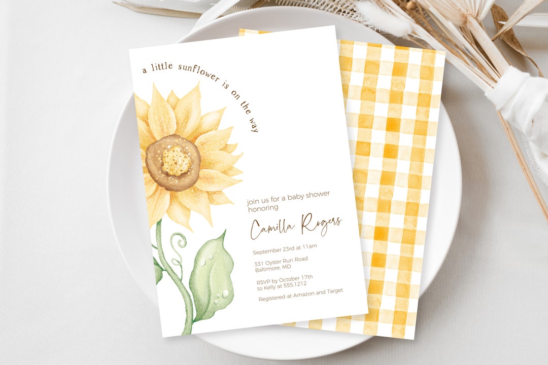 Sunflower Baby Shower Invitation, Editable Sunflower Baby Shower Invite ...