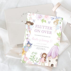 Fairy Birthday Party Invitation, Flutter and Twirl Fairy Birthday Party ...