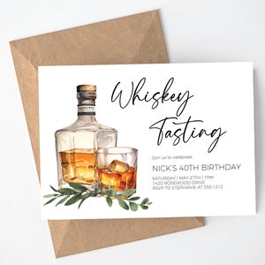 Whiskey Tasting Invitation, Whiskey Birthday Party Invitation Template ...