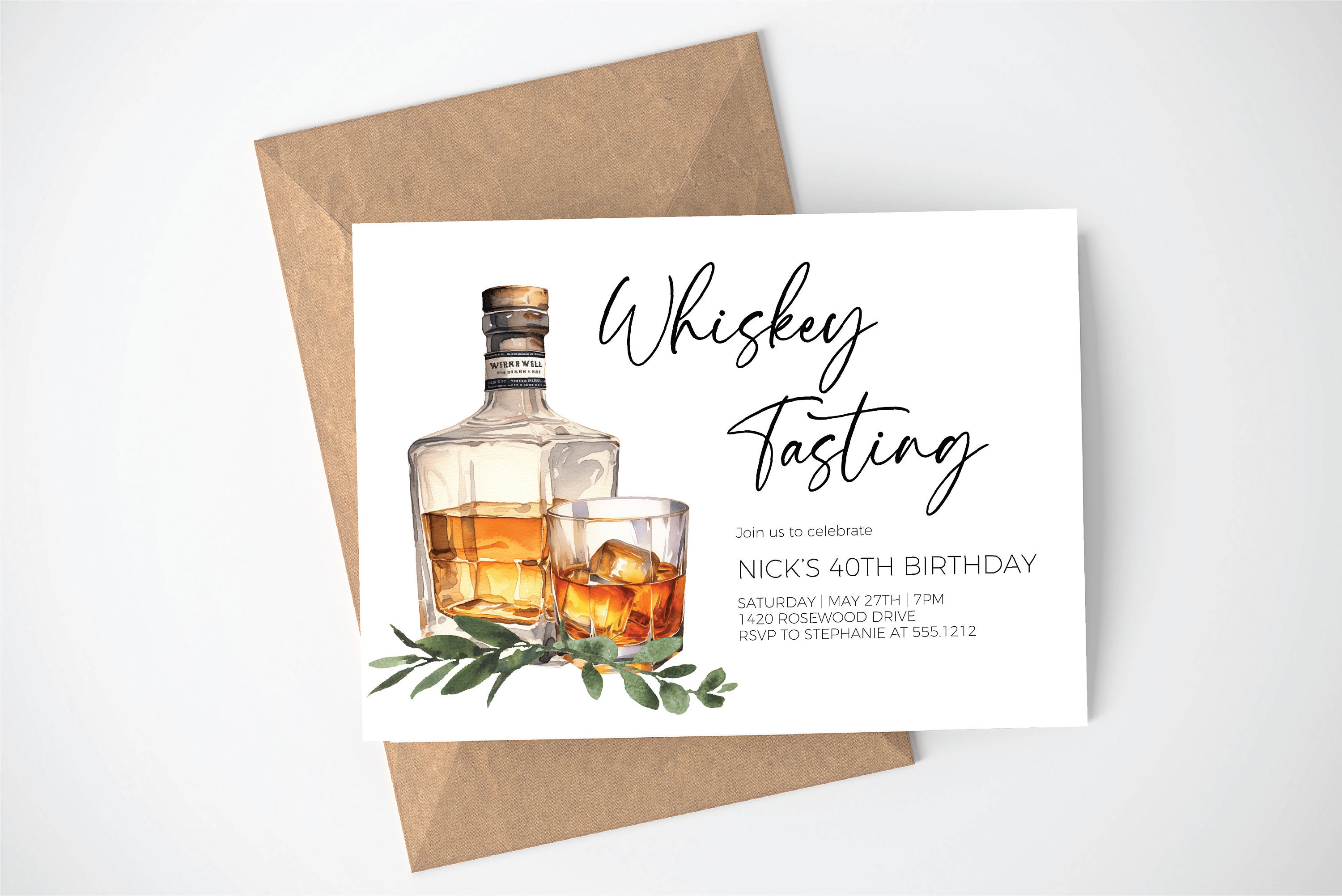 Whiskey Tasting Invitation, Whiskey Birthday Party Invitation Template ...