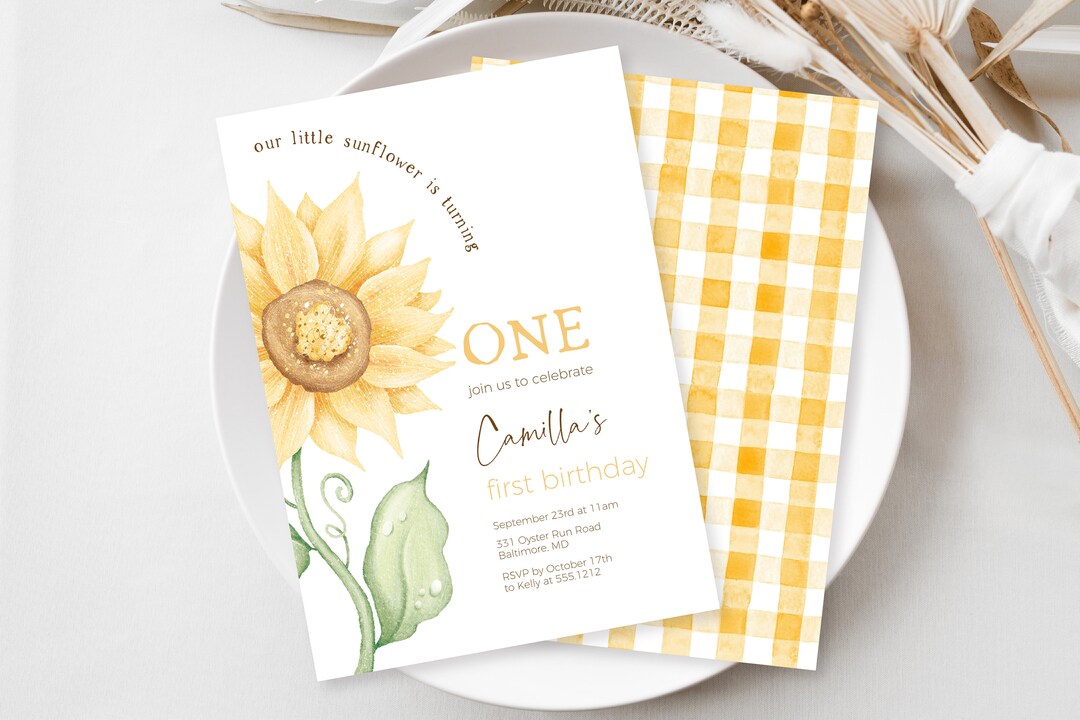 Sunflower Birthday Party Invitation, Editable Our Little Sunflower ...