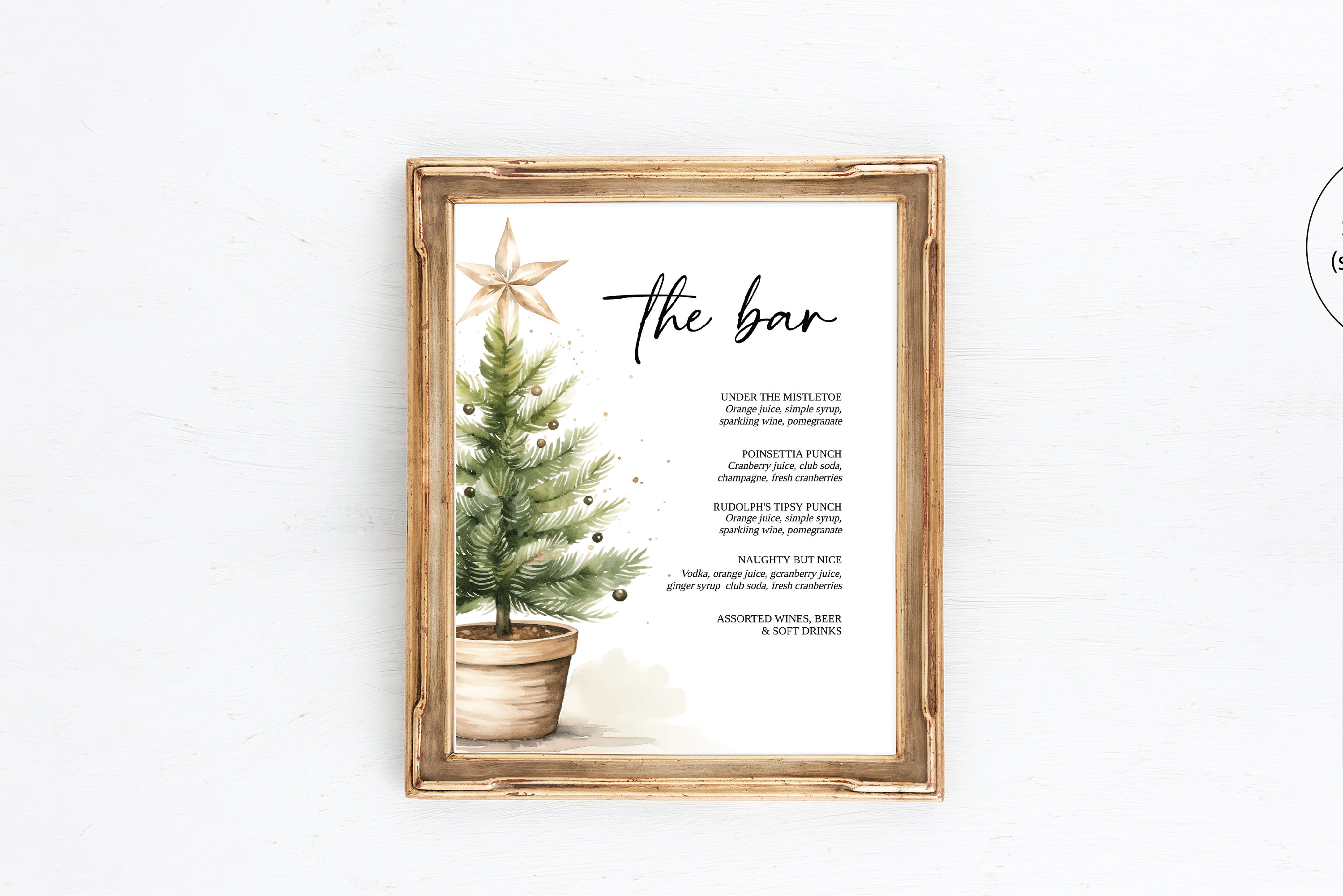 Christmas Bar Menu Sign Template, Christmas Party Bar Sign, Printable ...