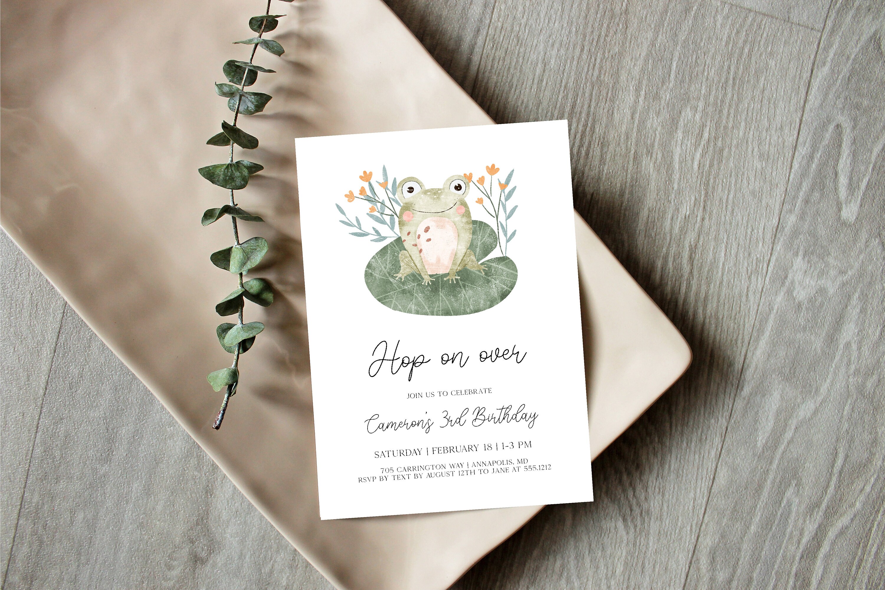 Frog Birthday Party Invitation, Editable Gender Neutral Frog Birthday ...