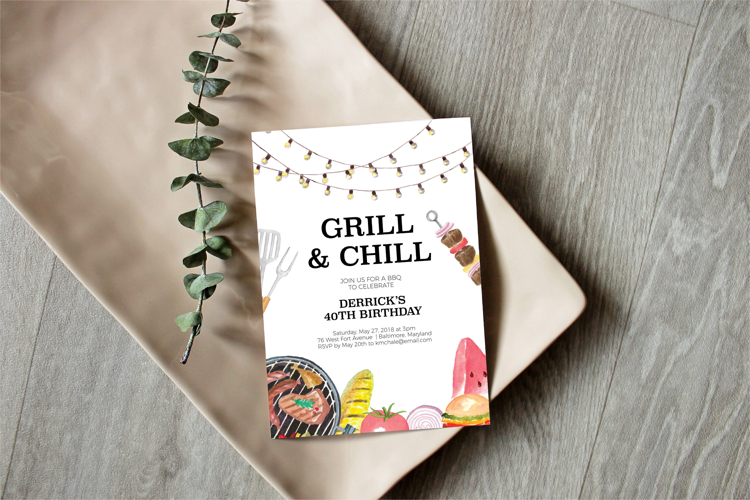 Grill and Chill Birthday Party Invitation Template, BBQ Birthday Party ...
