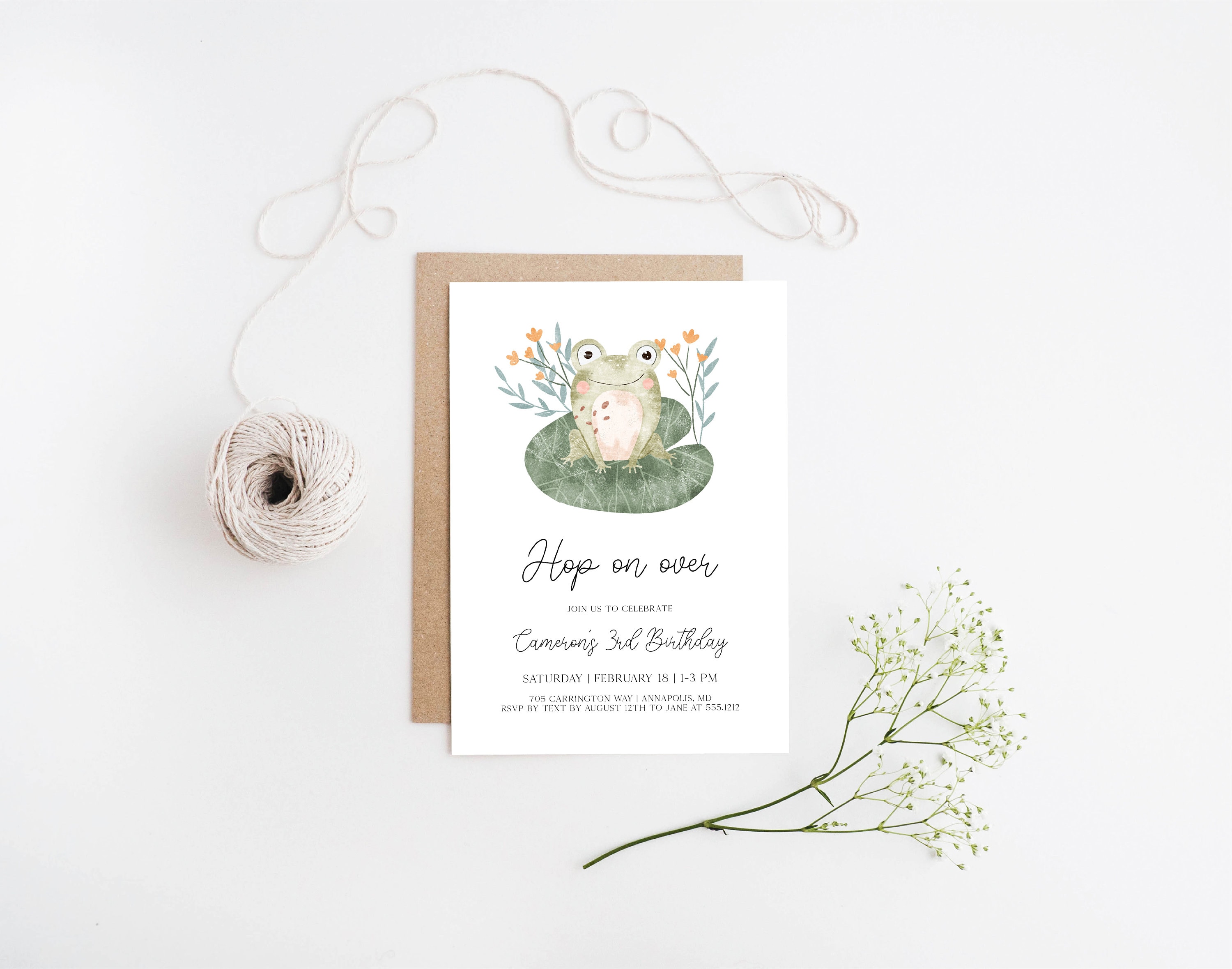 Frog Birthday Party Invitation, Editable Gender Neutral Frog Birthday ...