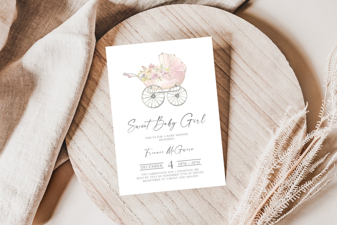 Pink Baby Shower Invitation Bundle Girl Baby Shower Invite - Etsy