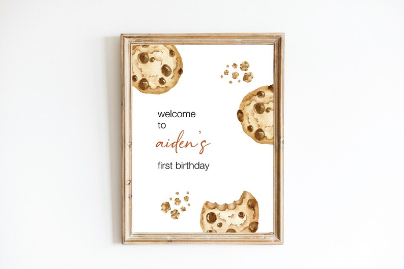 Minimalistic Milk and Cookies Birthday Party Welcome Sign, INSTANT ...