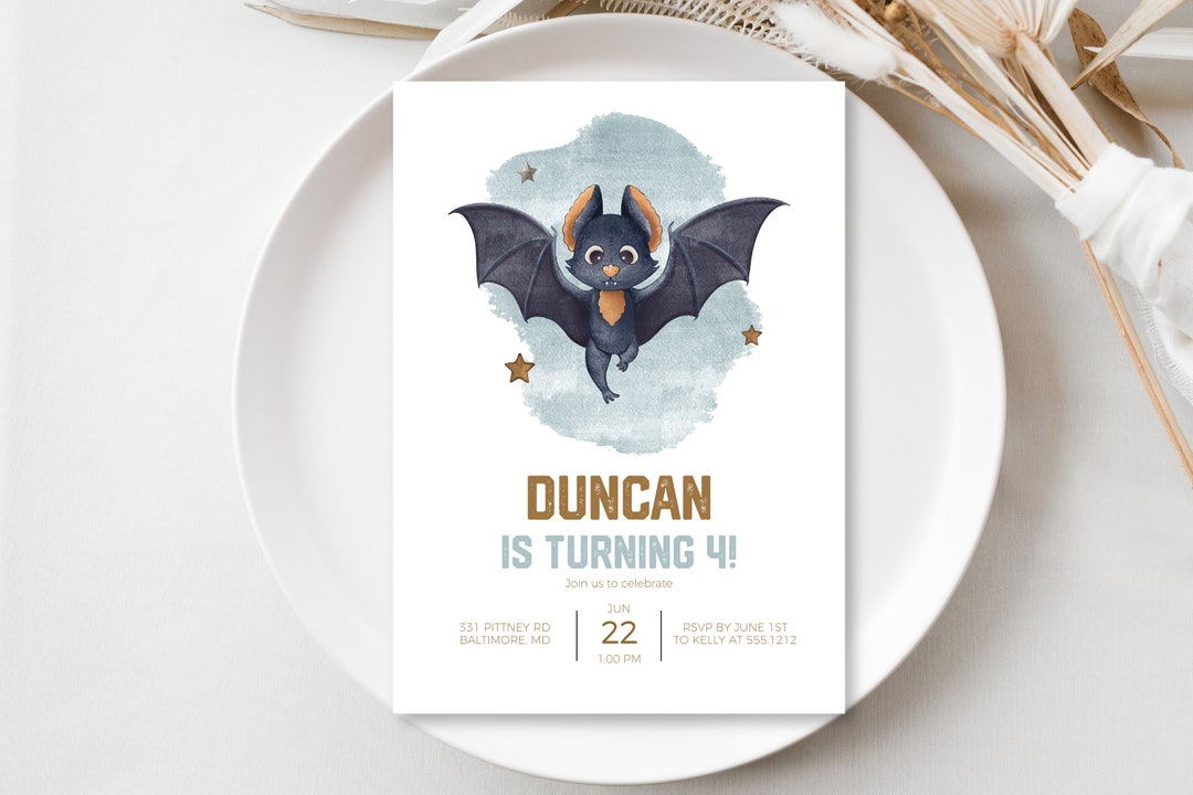 Bat Birthday Party Invitation, Monster Costume Birthday Invite ...