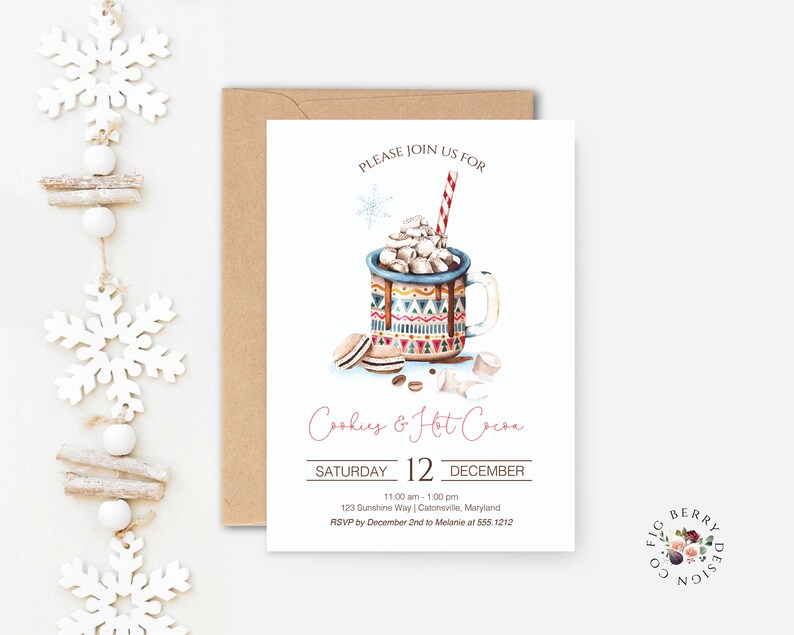Cookies and Cocoa Invitation, Holiday Open House Invite, Christmas ...