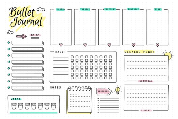 Week by Week Bullet Journal - Etsy