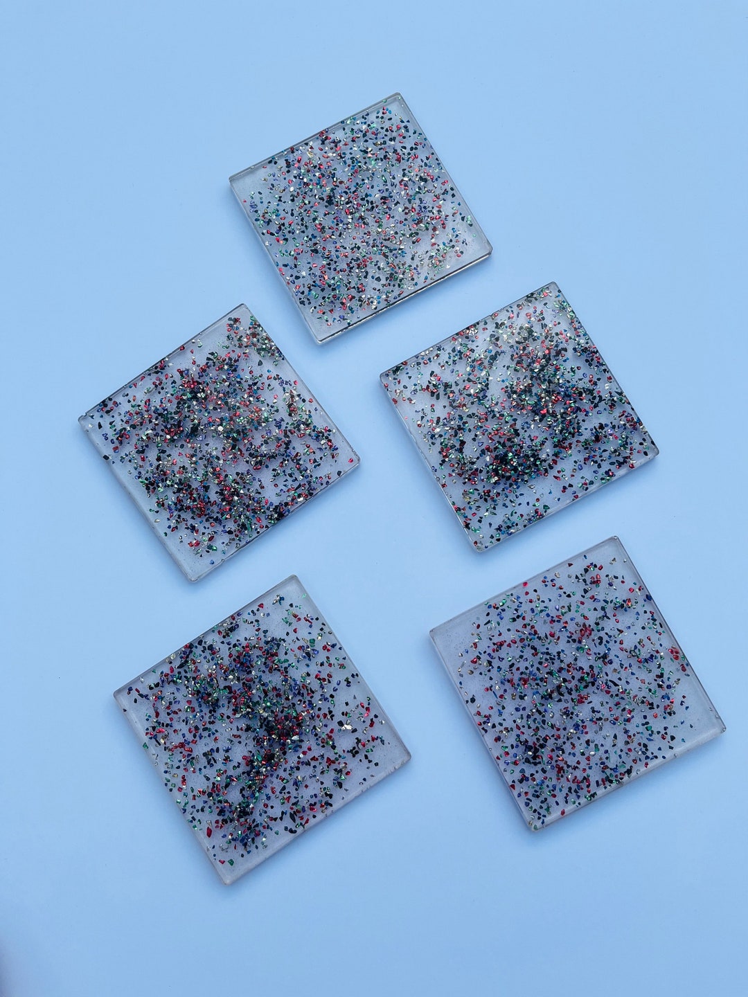 Sparkly Clear Square Resin Coasters - Etsy