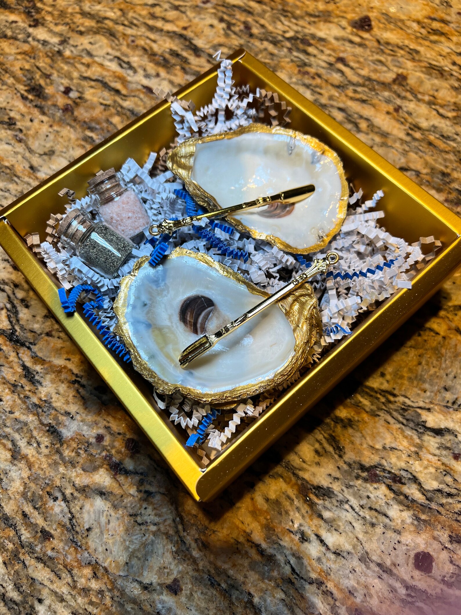 Oyster Shell Salt and Pepper Dishes, Cellars, Pinch Pots, Gift Set ...