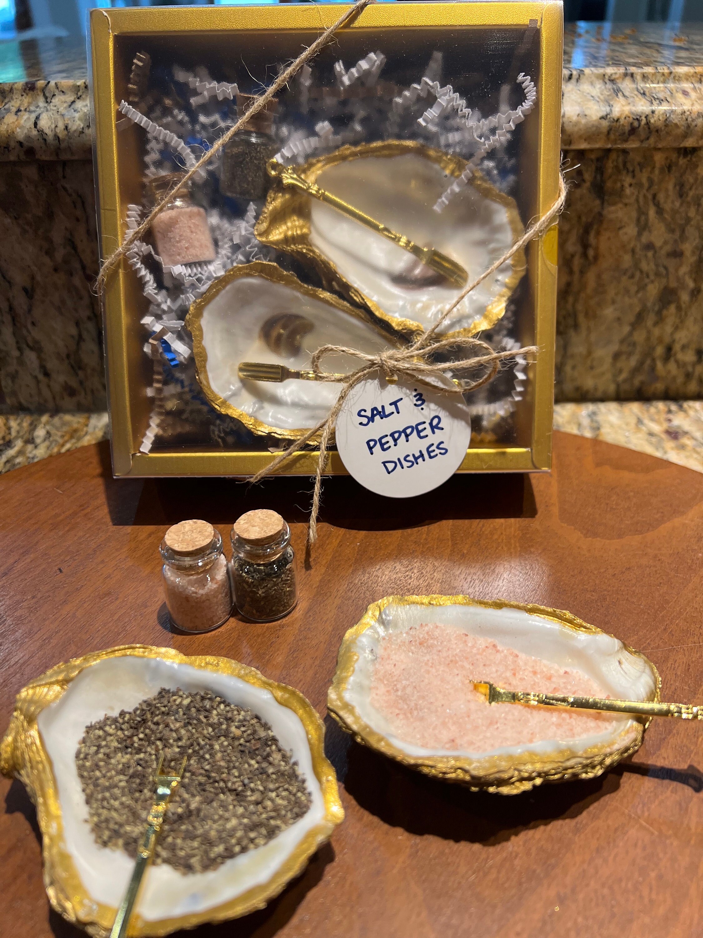 Oyster Shell Salt and Pepper Dishes, Cellars, Pinch Pots, Gift Set ...