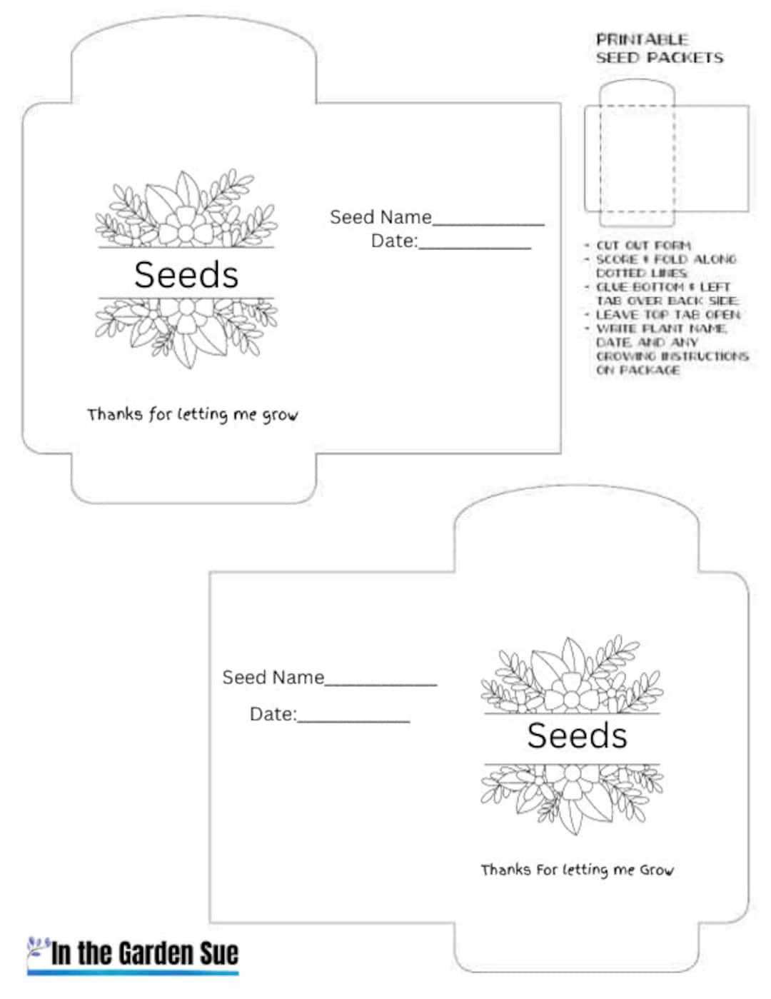 Seed Packet Envelope- Inexpensive DIY Template- Printable Download- for ...