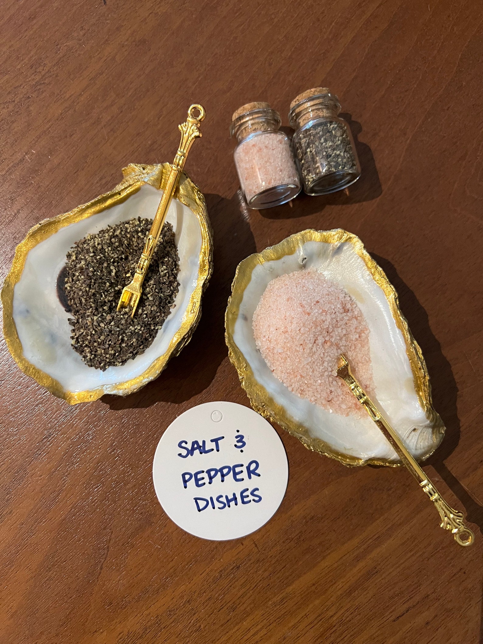 Oyster Shell Salt and Pepper Dishes, Cellars, Pinch Pots, Gift Set ...