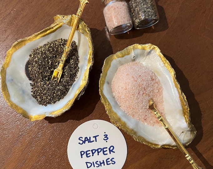Oyster Shell Salt and Pepper Dishes, Cellars, Pinch Pots, Gift Set ...