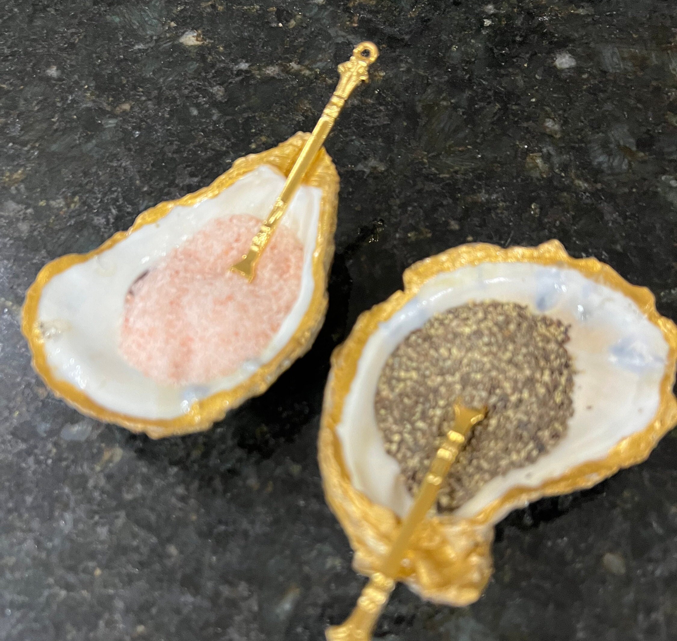 Oyster Shell Salt and Pepper Dishes, Cellars, Pinch Pots, Gift Set ...