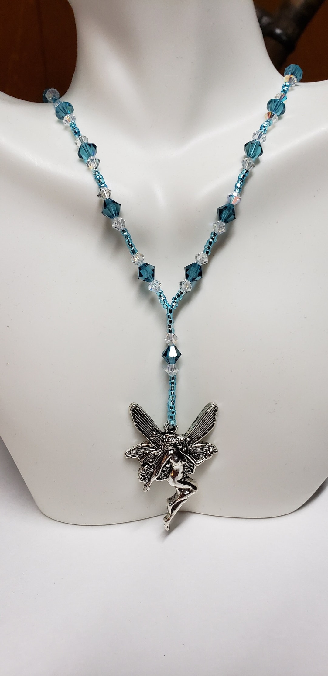 Whimsical Crystal Fairy Necklace, Crystal Y Necklace - Etsy