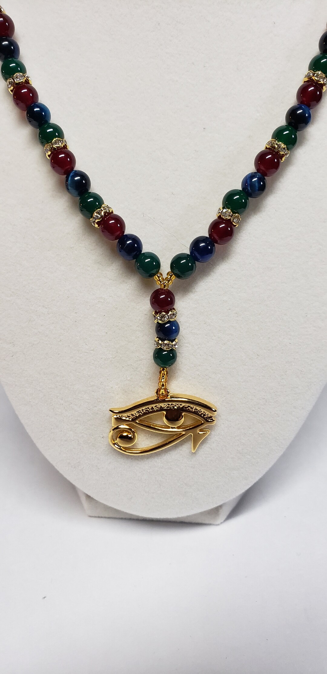 Egyptian Eye Necklace, Pharoah, Y Necklace, Jade Beads - Etsy