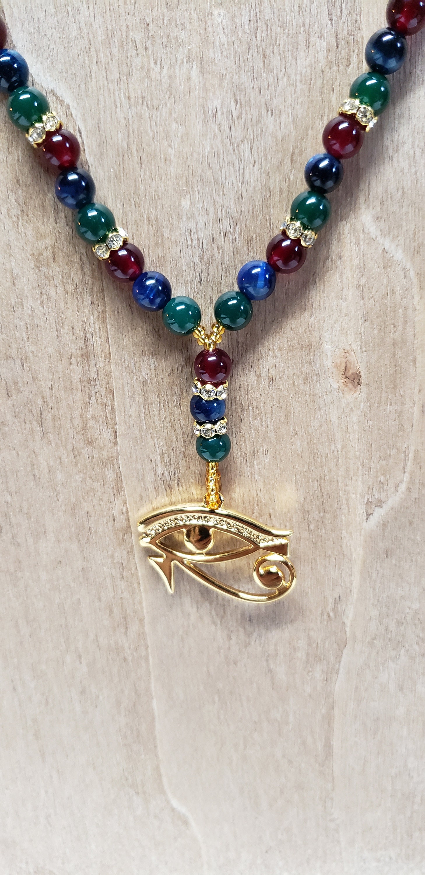 Egyptian Eye Necklace, Pharoah, Y Necklace, Jade Beads - Etsy