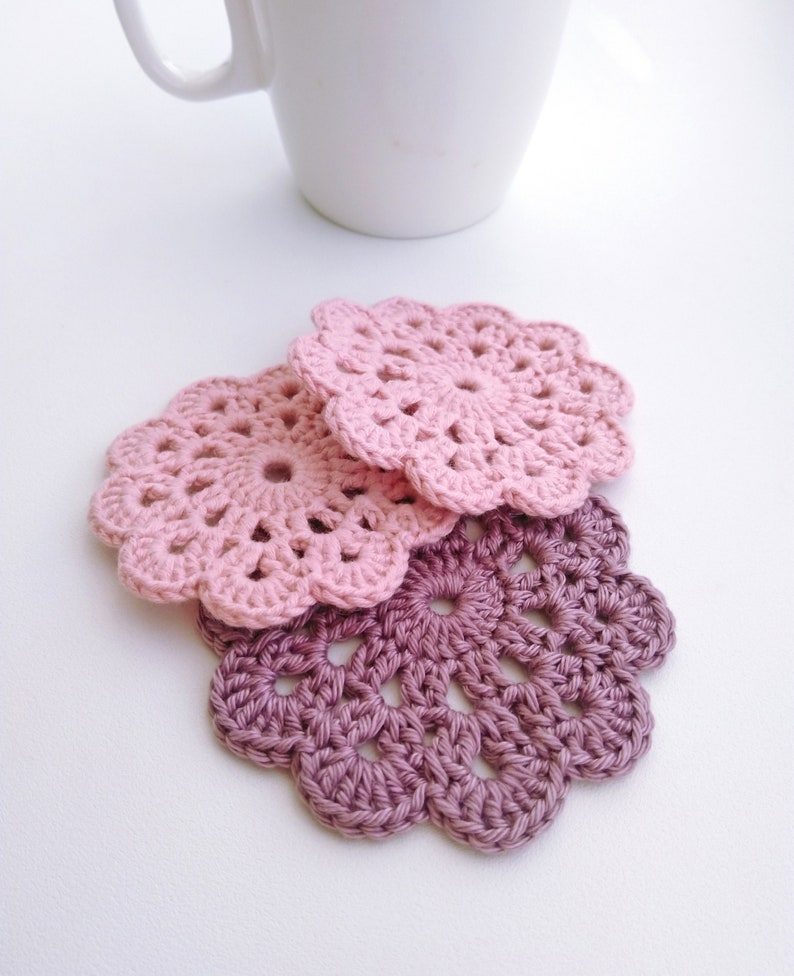 Crochet Flower Coaster Pattern - Etsy