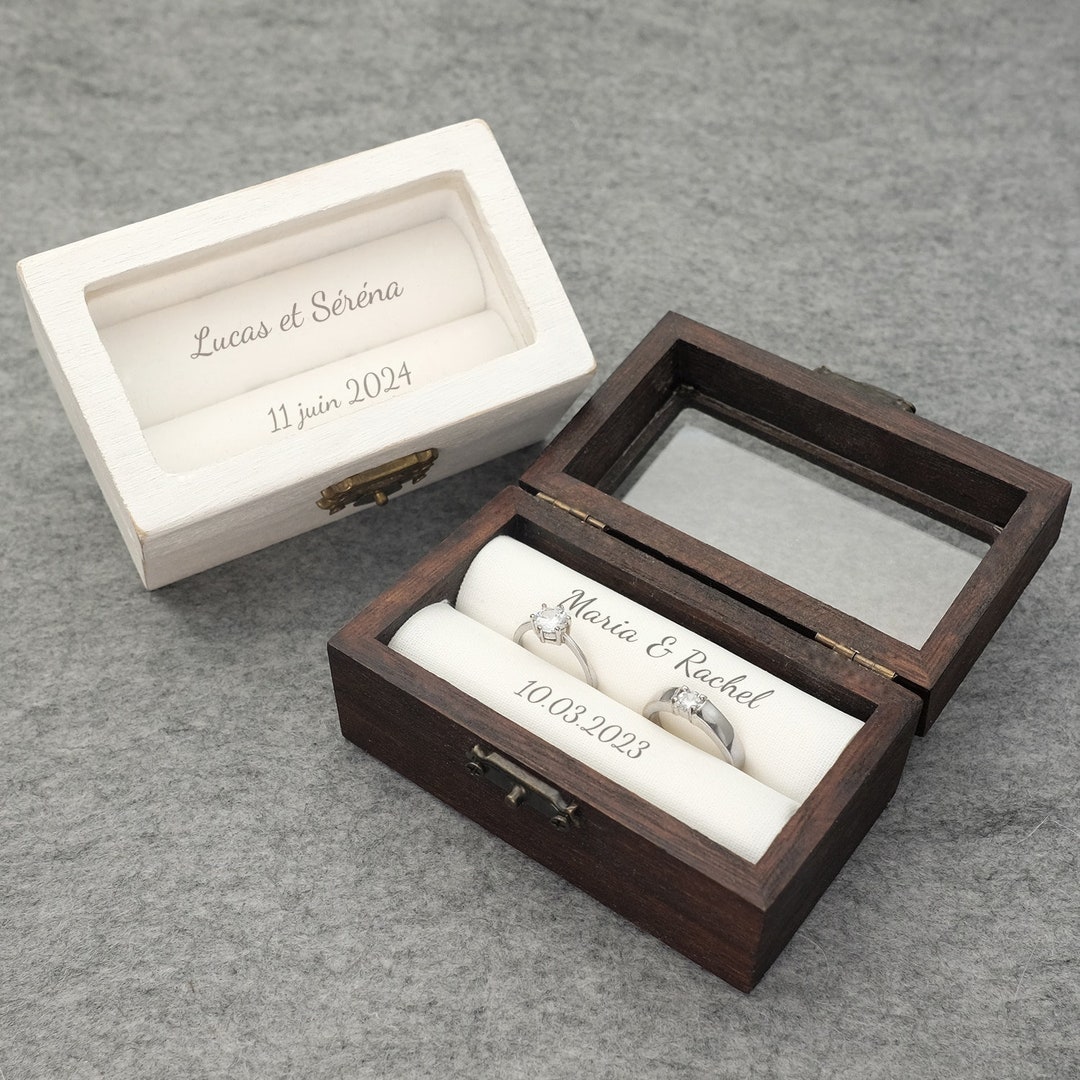 Personalized Wooden Acrylic Wedding Ring Box Custom Wedding - Etsy