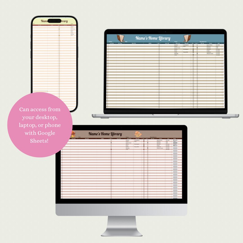 Home Library Tracker Digital Tracker Sheet, Online Library Tracking ...