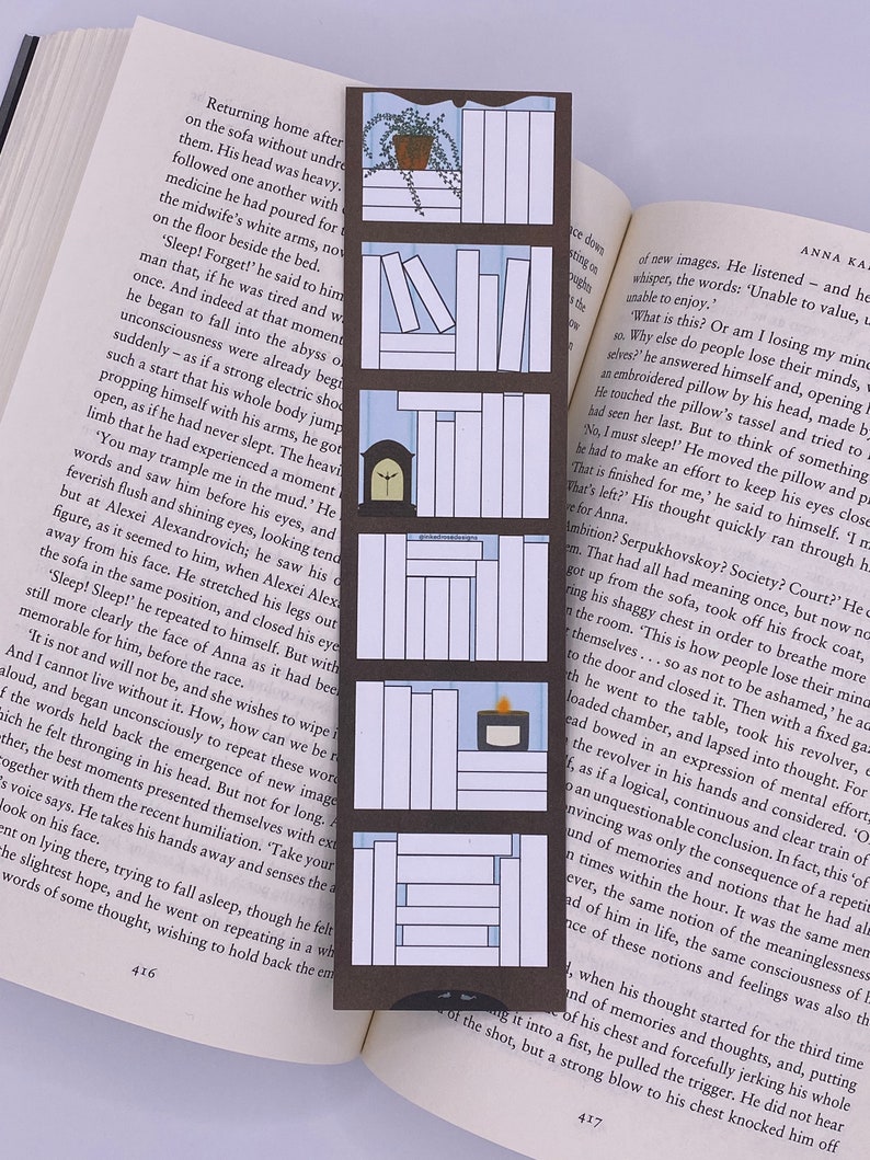 Cozy Bookshelf Bookmark Book Tracker | Book Lover Reading Log, Fill-in ...