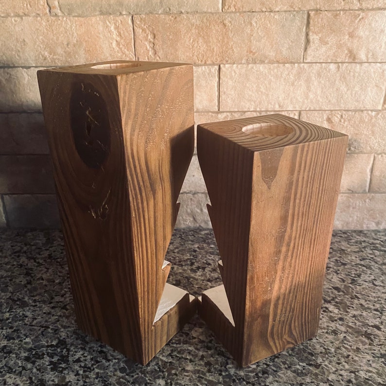 Reclaimed Wood Christmas Tree Tea Candle Rough Cut Holiday Candle ...