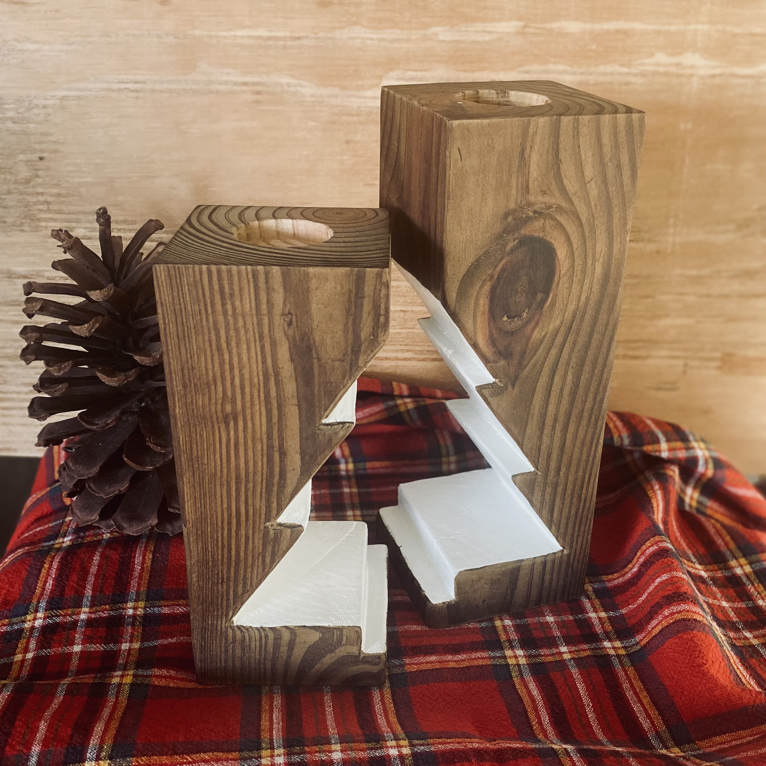 Reclaimed Wood Christmas Tree Tea Candle Rough Cut Holiday Candle ...