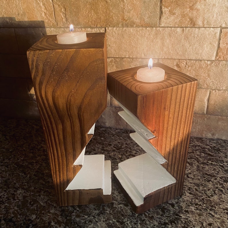 Reclaimed Wood Christmas Tree Tea Candle Rough Cut Holiday Candle ...