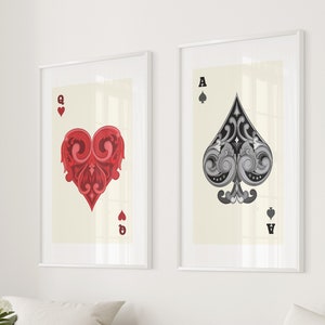 Trendy Retro Wall Set of 2 Art Retro Trendy Aesthetic Print Red Ace ...