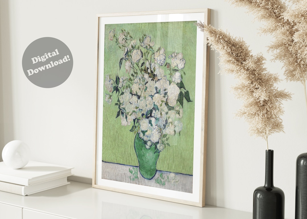 Van Gogh White Roses Retouched Painting Art Color Print Art - Etsy