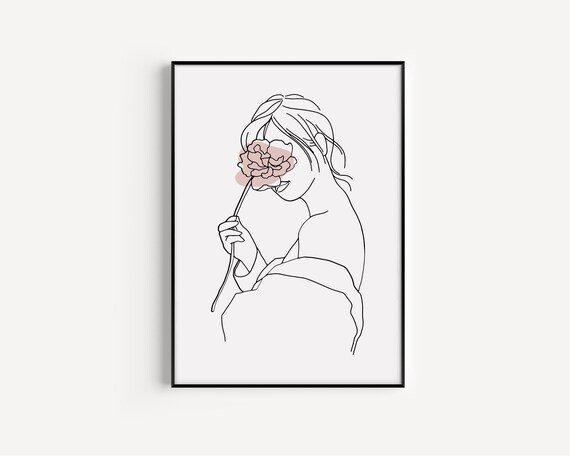 Beautiful Flower Girl Digital Print Flower Wall Art Woman - Etsy