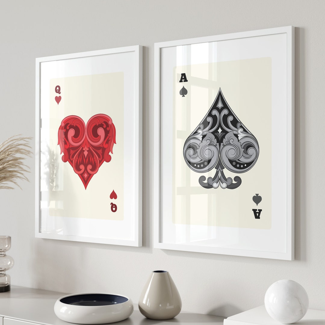 Trendy Retro Wall Set of 2 Art Retro Trendy Aesthetic Print Red Ace ...