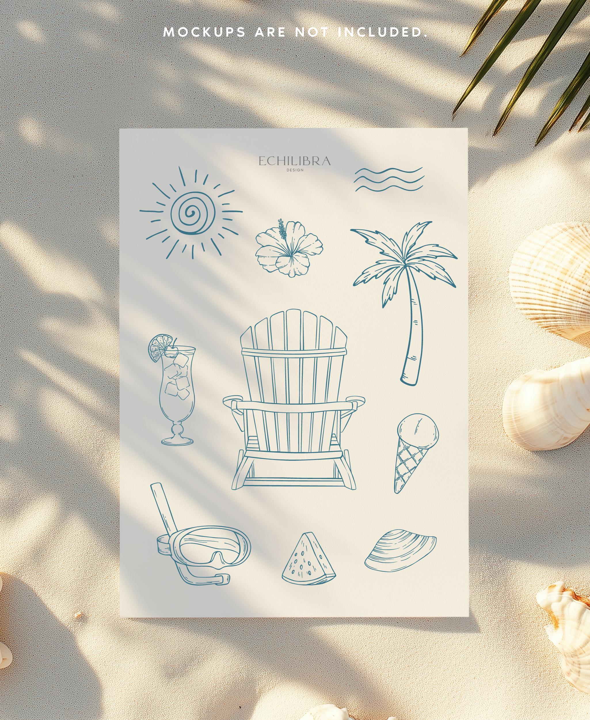 Coastal Summer SVG Bundle: Nautical Clipart, Beach Ocean Icons (digital ...