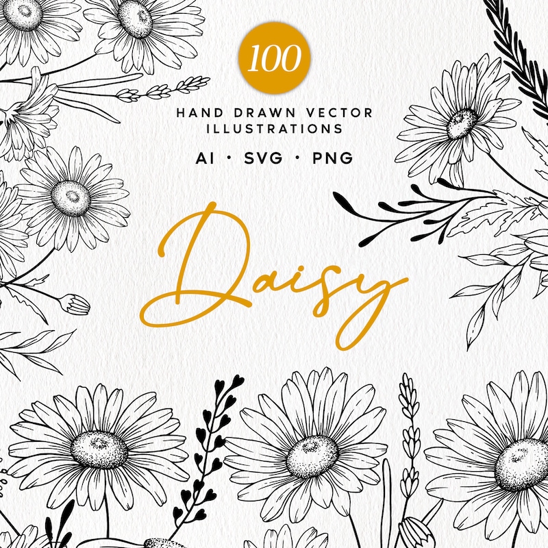 Daisy Drawing Images - Etsy