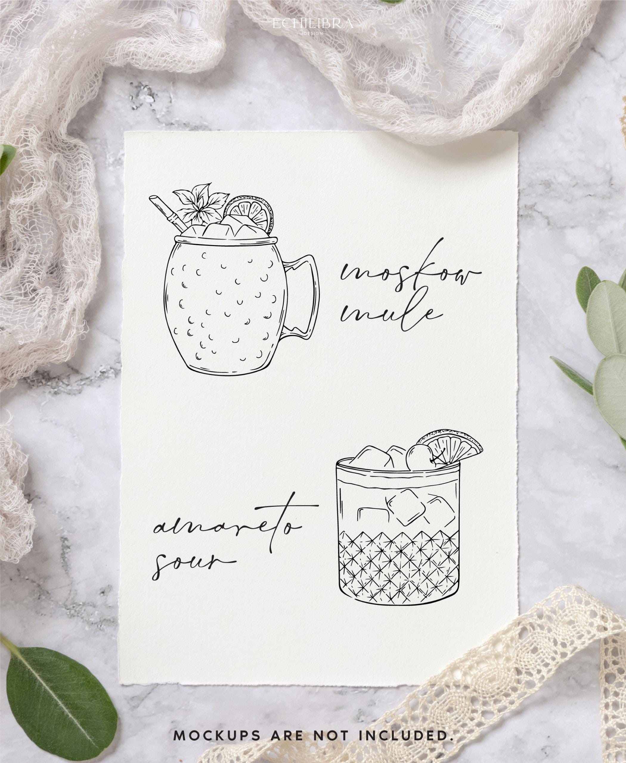 Cocktail Procreate Brush Stamps, Wedding Drink Illustrations (digital ...
