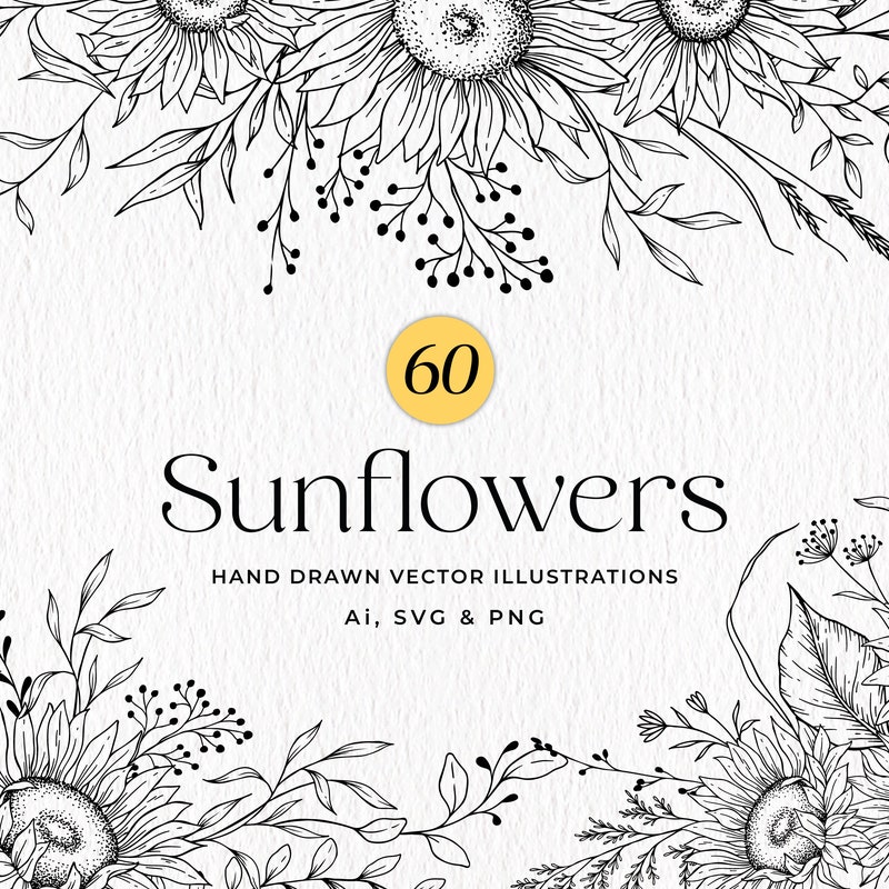 Sunflower Line Art Frames - Etsy