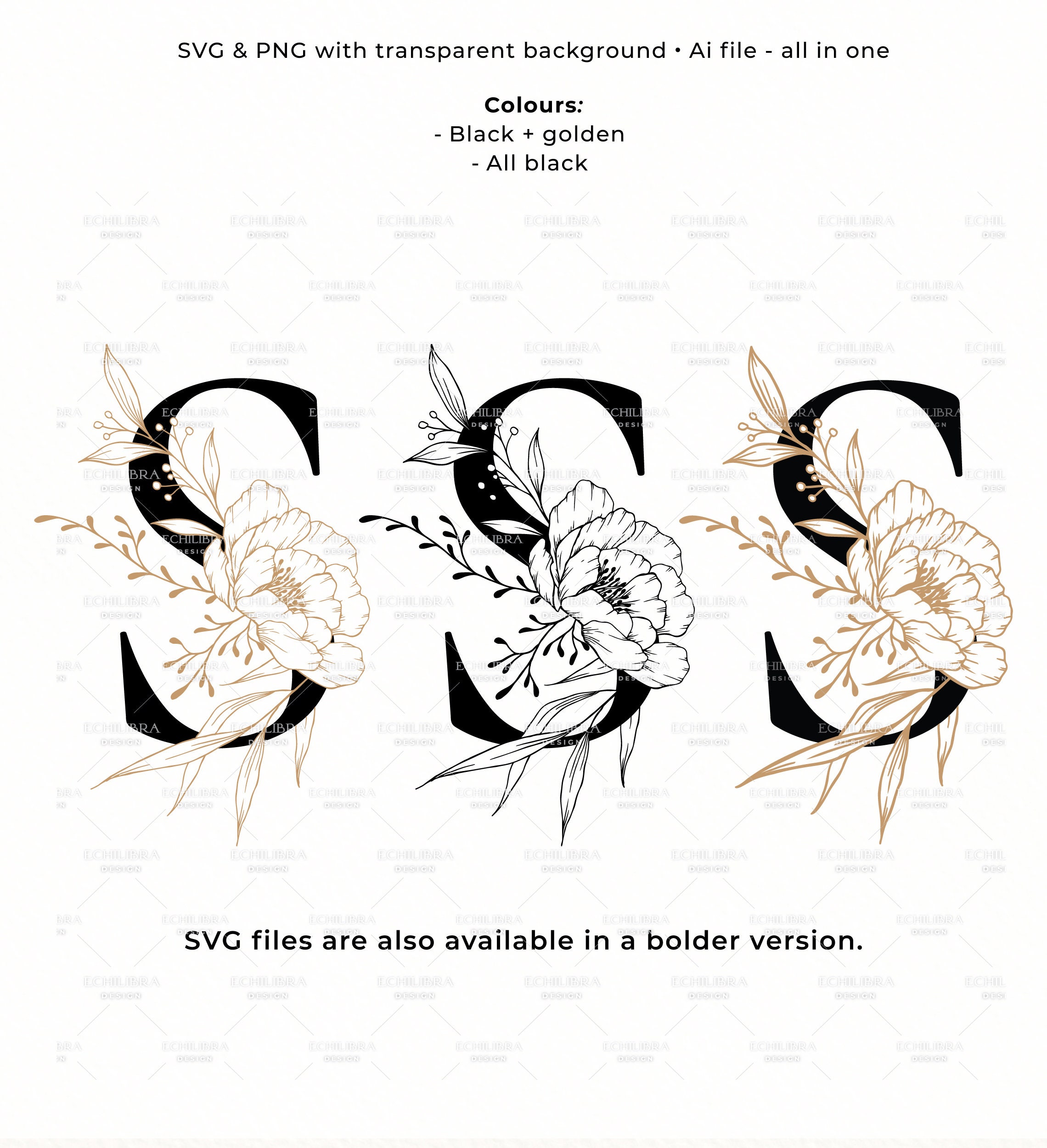 Peony Floral Alphabet SVG, Hand Drawn Botanical Peony Letters, Floral ...