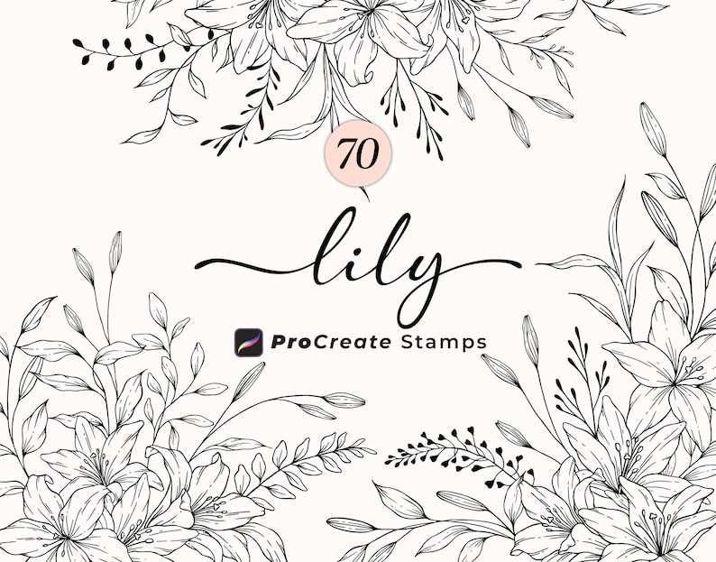 Procreate Floral Stamp Brushes, Procreate Botanical Lily Flowers, Hand ...