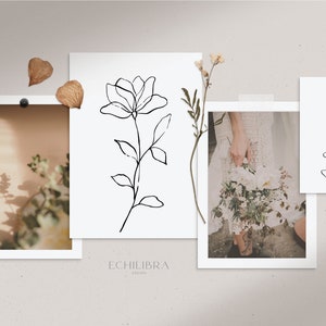 Botanical Line Art, Minimalistic Line Flowers, Botanical Line Art ...