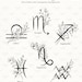 Floral Star Sign SVG, Botanical Zodiac Clipart, Hand Drawn Vector ...