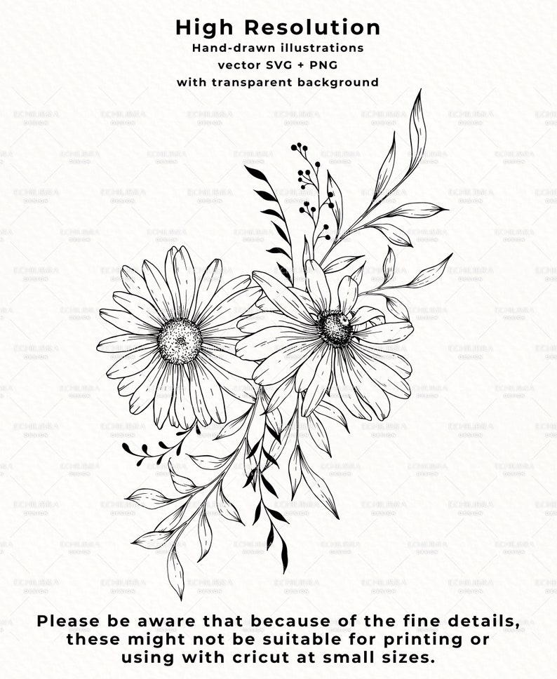 Wildflowers Line Art Botanical Hand Drawn Line Art Floral - Etsy