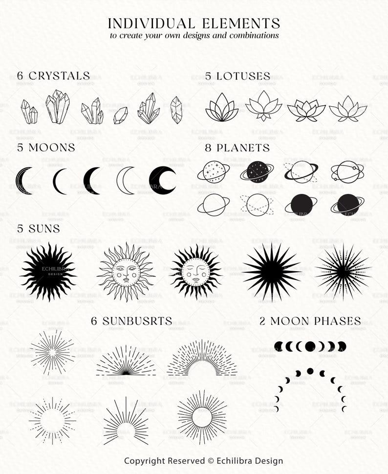 Celestial Designs SVG Bindle, Magic Clipart, Witchcraft PNG, Mystic ...