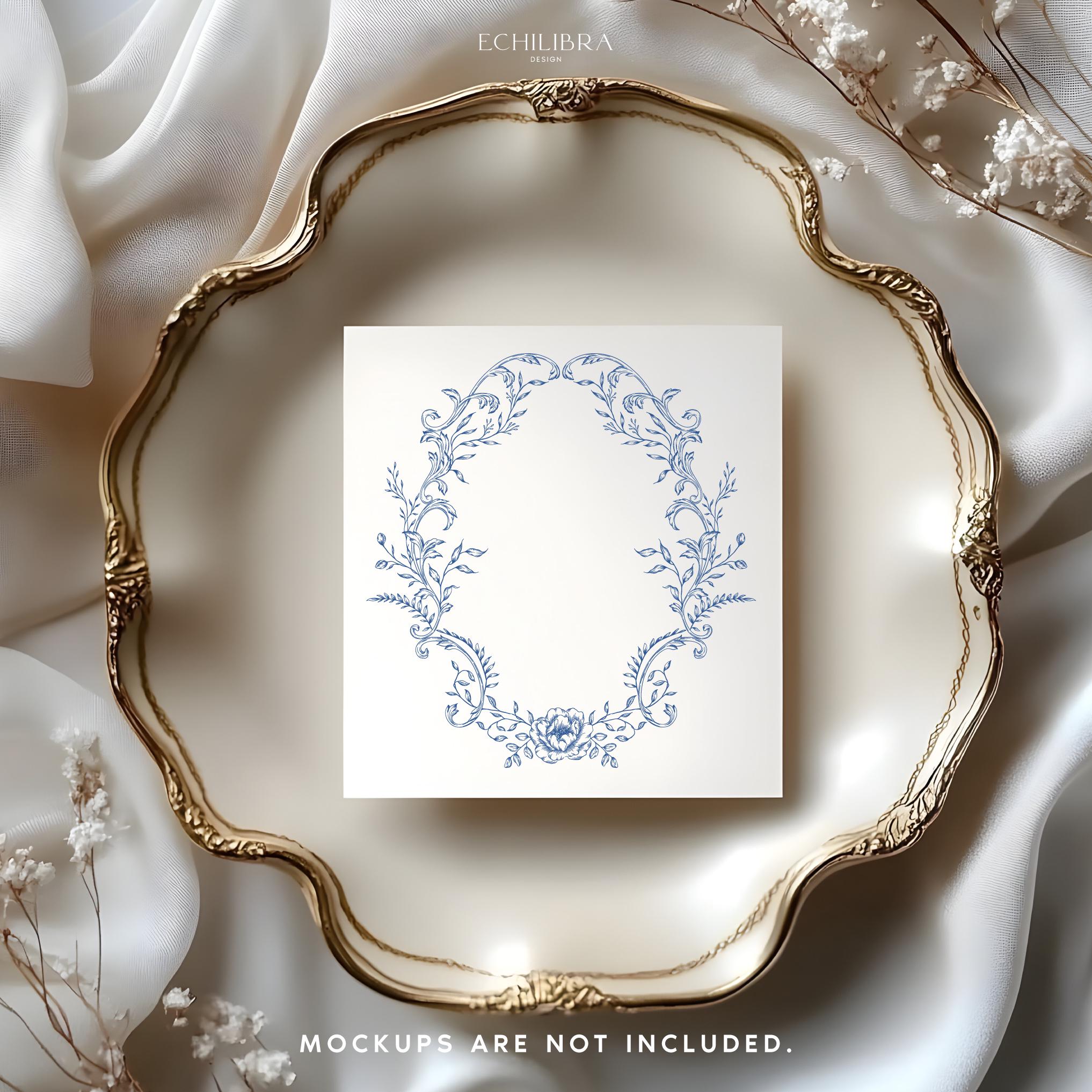 Vintage Baroque Floral Frame SVG, PNG, Hand Dawn Wedding Ornate Design ...