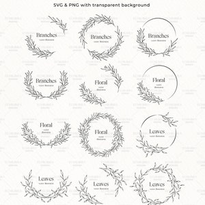 Wreath SVG Bundle, Botanical Hand Drawn, Floral Wreath Clipart PNG ...